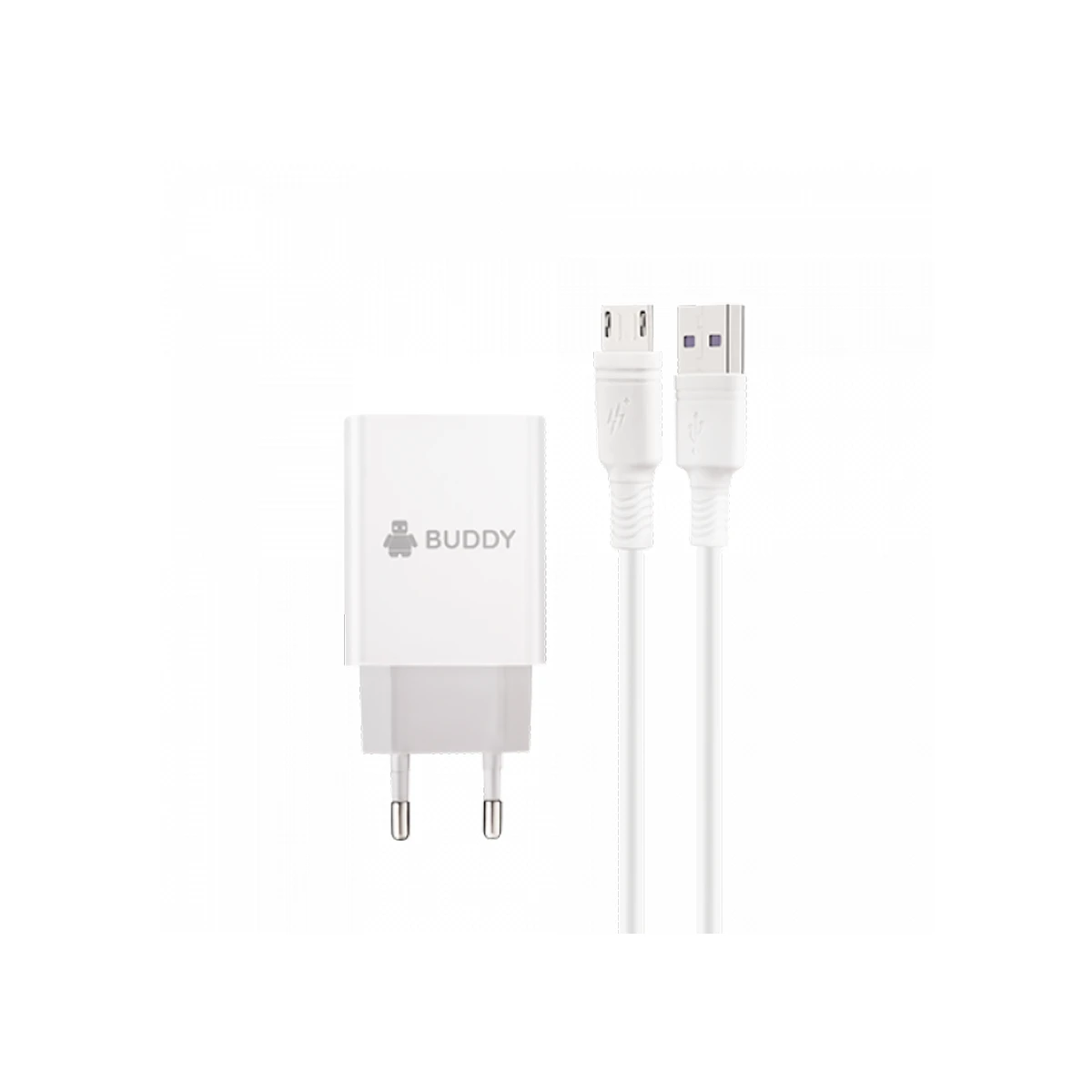 BUDDY BU-H3 Home Charger QC3.0 Fast,18W + 3A Micro USB Cable White